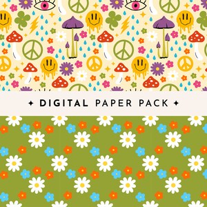 Groovy Retro Patterns. Retro Smiley Face Seamless Pattern Bundle ...