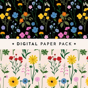 Vintage Flower Gallery Garden Digital Papers. Retro Floral Scrapbook ...