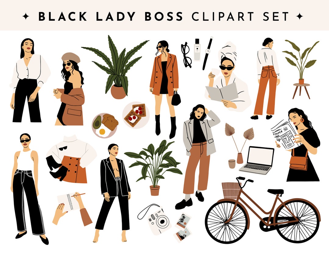 Abstract Lady Boss Clipart Set. Vector Beauty Woman Prints. Bossy Woman ...