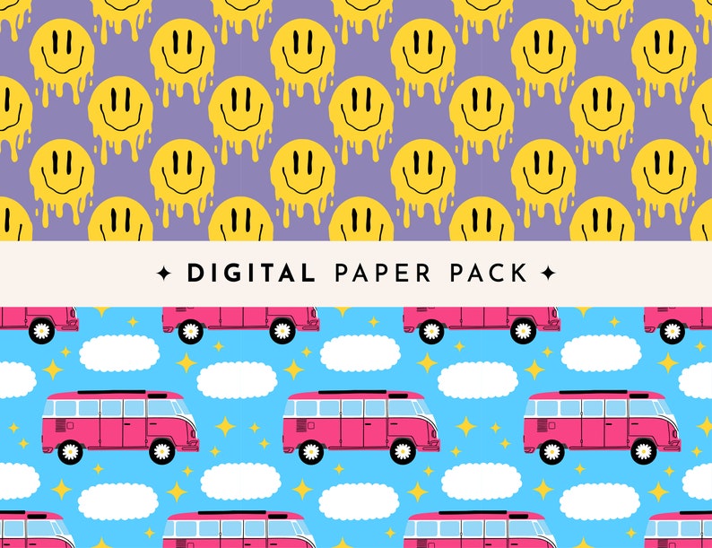 Groovy Retro Patterns. Retro Smiley Face Seamless Pattern - Etsy