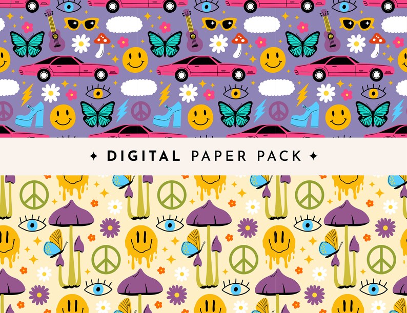 Groovy Retro Patterns. Retro Smiley Face Seamless Pattern - Etsy