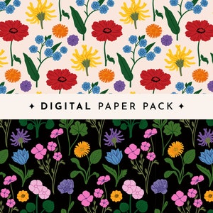 Vintage Flower Gallery Garden Digital Papers. Retro Floral Scrapbook ...