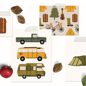 Camping Nature Travel Vector Clipart & Pattern Bundle. Adventure ...