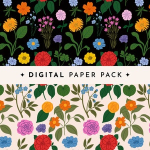 Vintage Flower Gallery Garden Digital Papers. Retro Floral Scrapbook ...