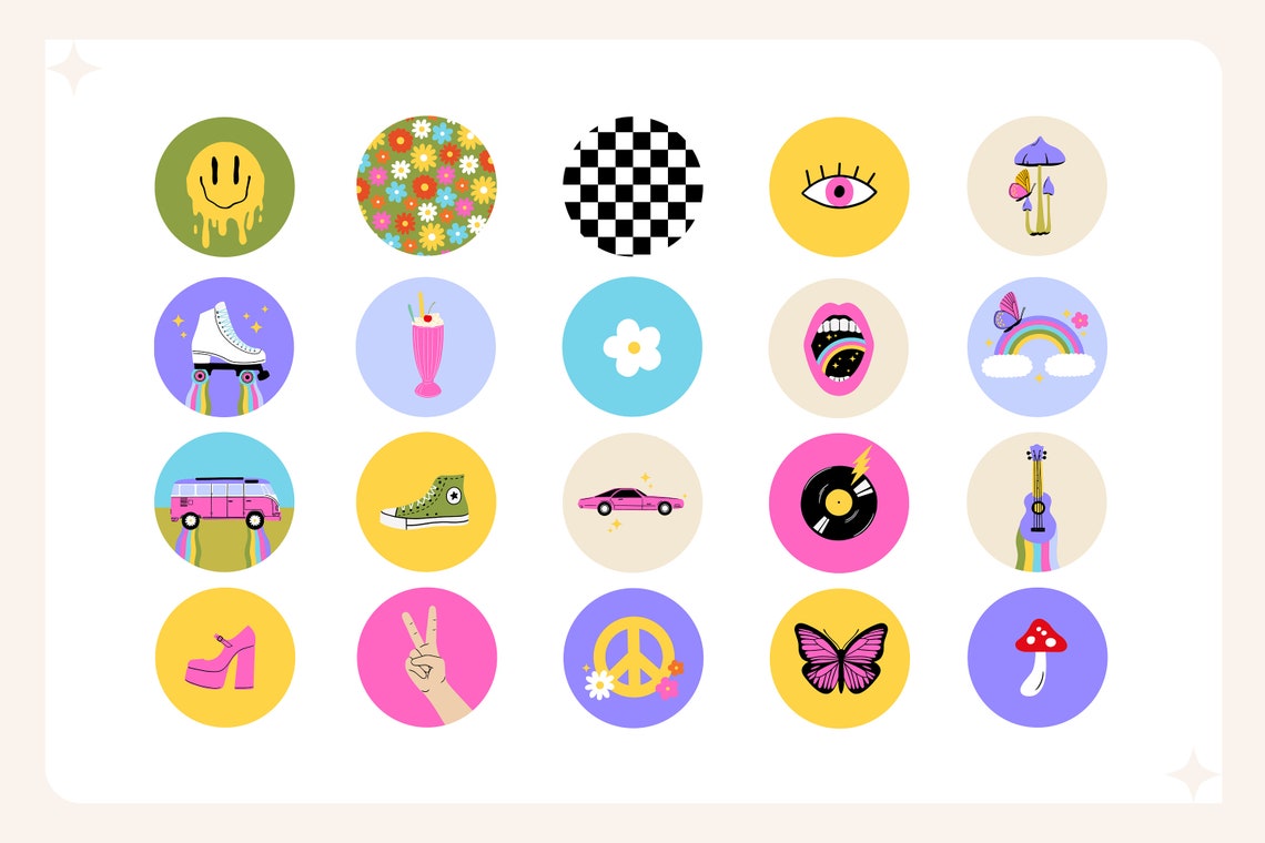 Retro Y2K Groovy Instagram Highlight Covers. Psychedelic - Etsy