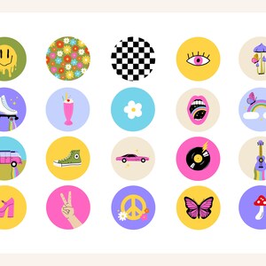 Retro Y2K Groovy Instagram Highlight Covers. Psychedelic Hippie ...