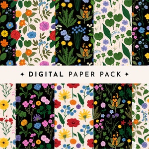 Vintage Flower Gallery Garden Digital Papers. Retro Floral Scrapbook ...