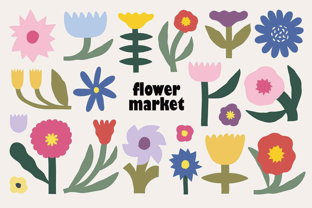 Flower Market Prints and Patterns. Flower Market Clipart Bundle PNG ...