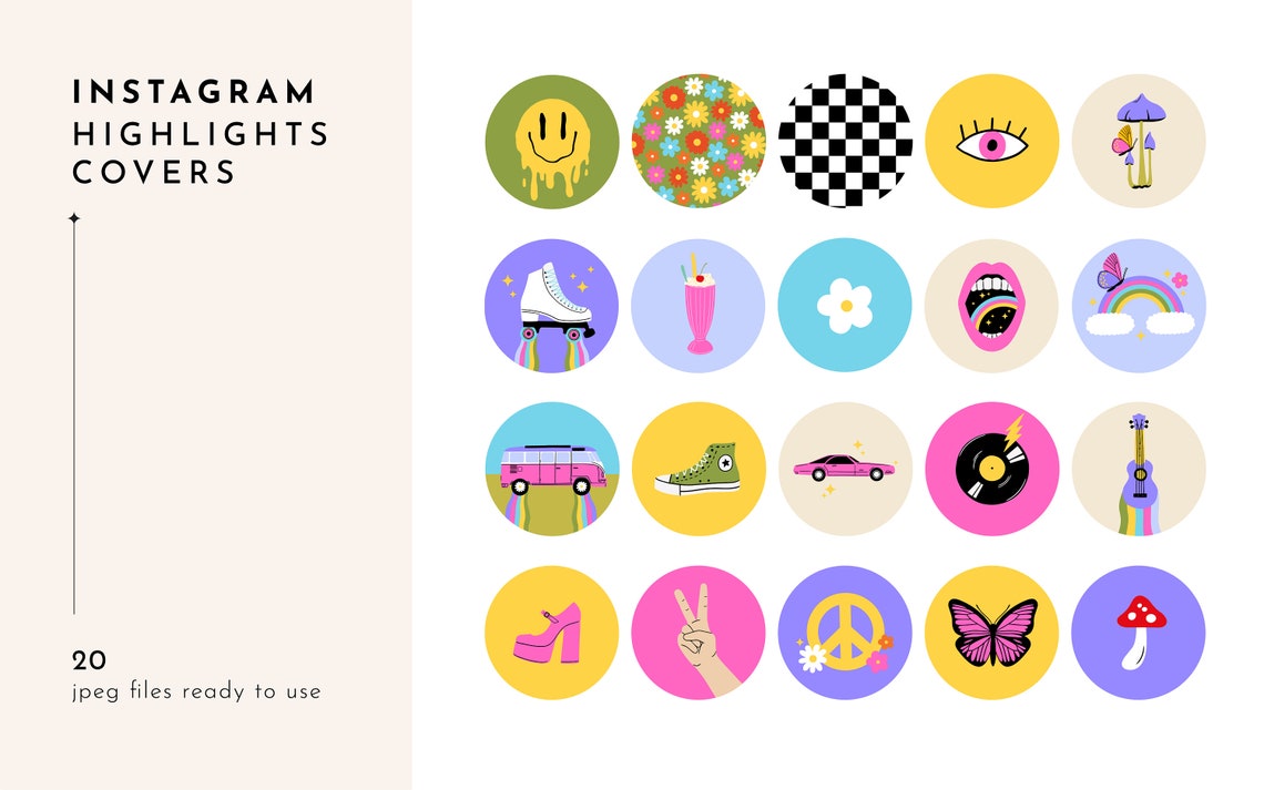Retro Y2K Groovy Instagram Highlight Covers. Psychedelic - Etsy