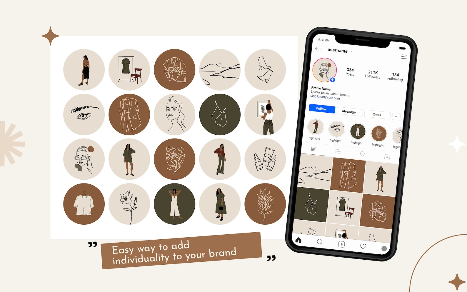 Influencer Instagram Story Highlight Icons. Beauty Stylist Woman Blog ...