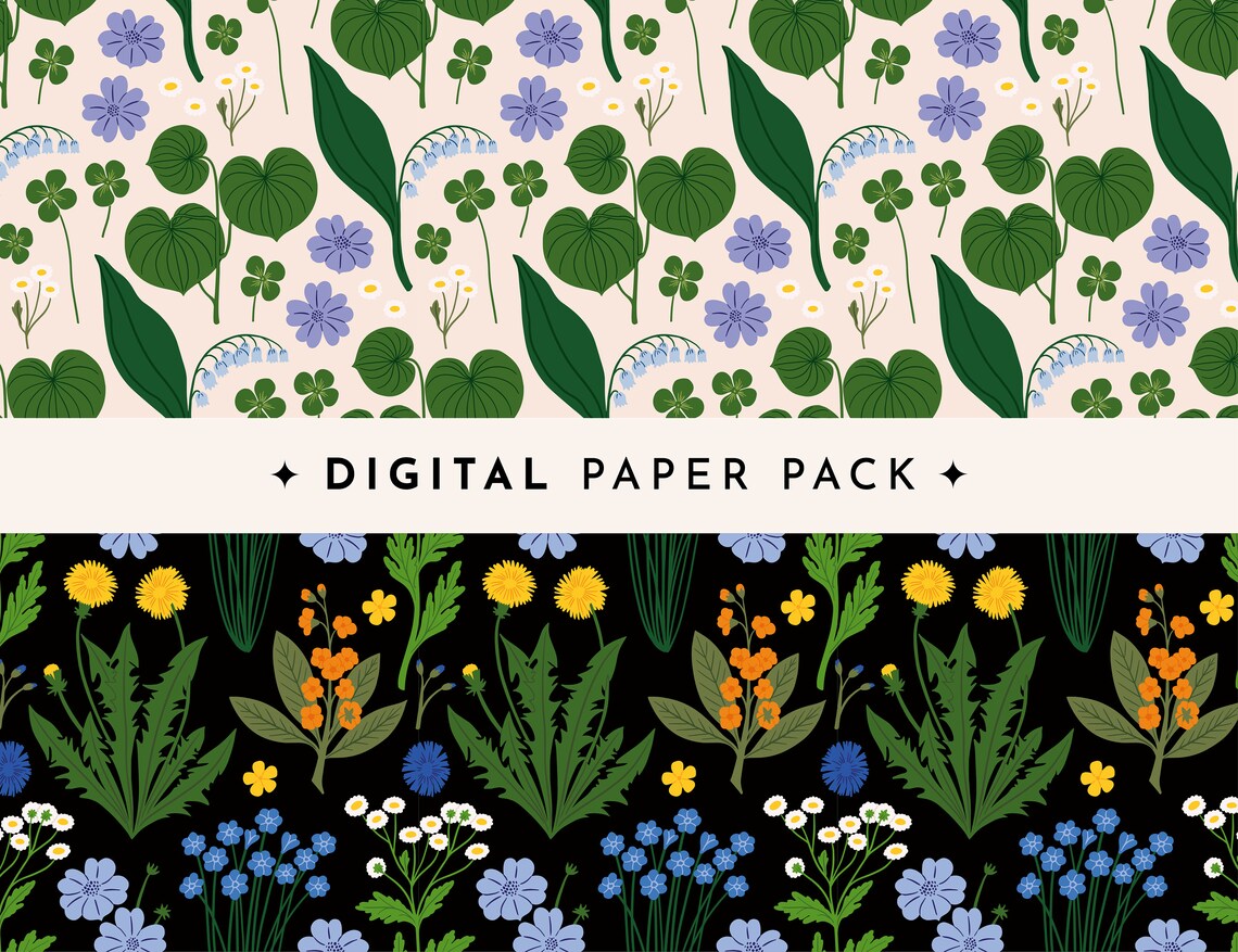 Vintage Flower Gallery Garden Digital Papers. Retro Floral - Etsy