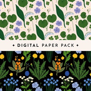 Vintage Flower Gallery Garden Digital Papers. Retro Floral Scrapbook ...