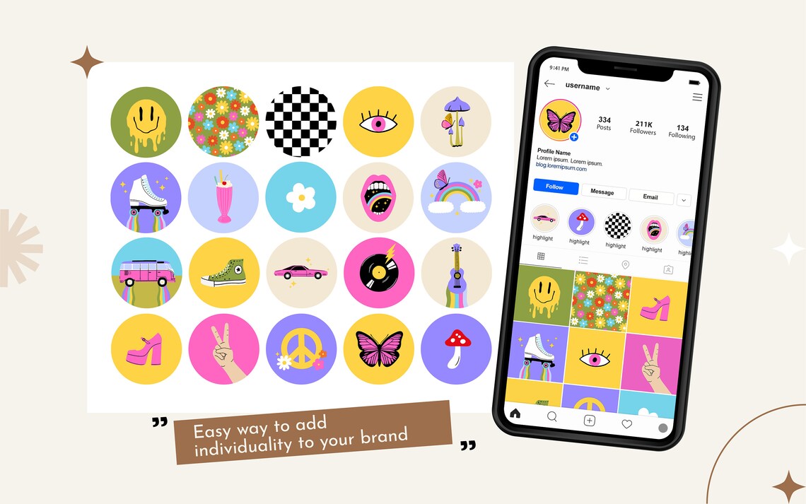 Retro Y2K Groovy Instagram Highlight Covers. Psychedelic - Etsy