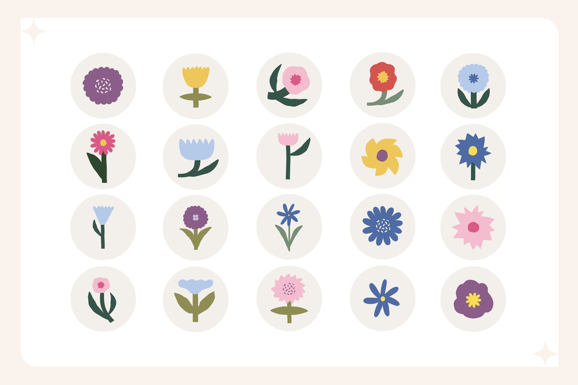 Floral Instagram Highlight Covers. Spring Summer Flower Trendy - Etsy