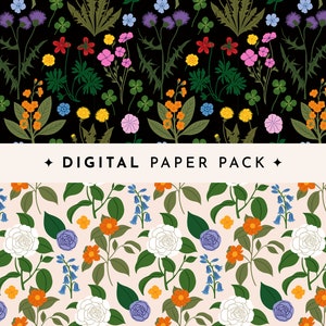 Vintage Flower Gallery Garden Digital Papers. Retro Floral Scrapbook ...