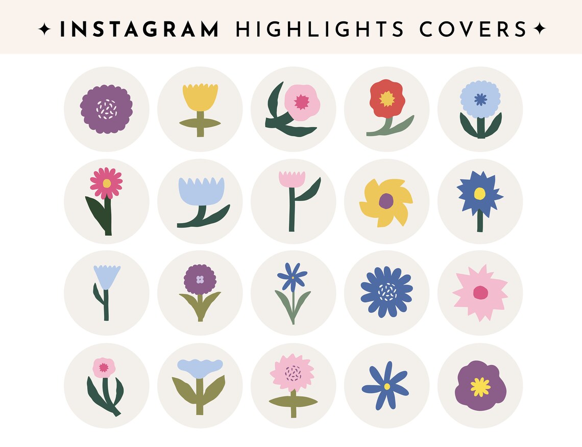 Floral Instagram Highlight Covers. Spring Summer Flower Trendy - Etsy
