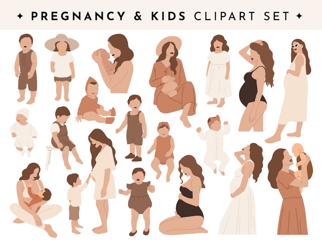 Abstract Pregnancy Clipart Set. Vector Abstract Motherhood - Etsy