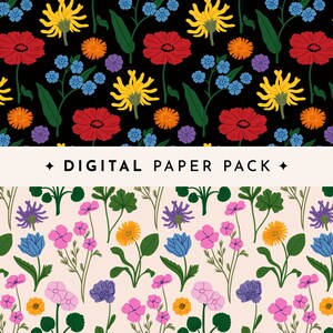 Vintage Flower Market Garden Digital Papers. Retro Floral Scrapbook ...