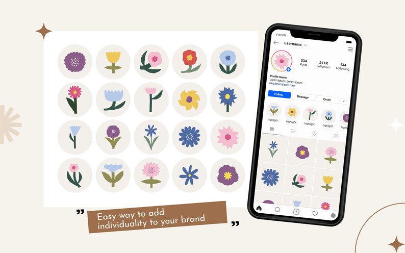 Floral Instagram Highlight Covers. Spring Summer Flower Trendy - Etsy