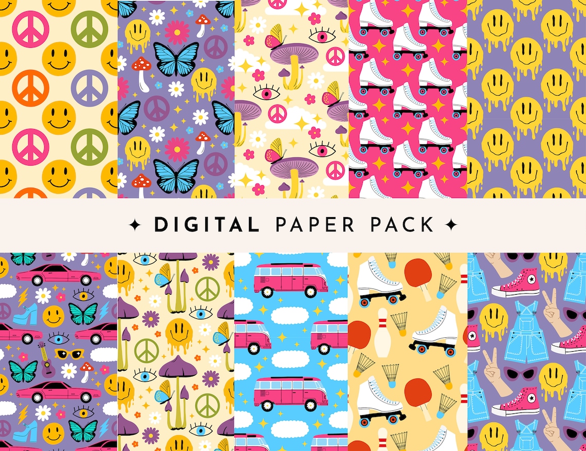 Groovy Retro Patterns. Retro Smiley Face Seamless Pattern - Etsy