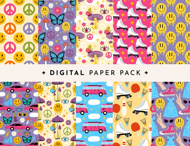Groovy Retro Patterns. Retro Smiley Face Seamless Pattern - Etsy