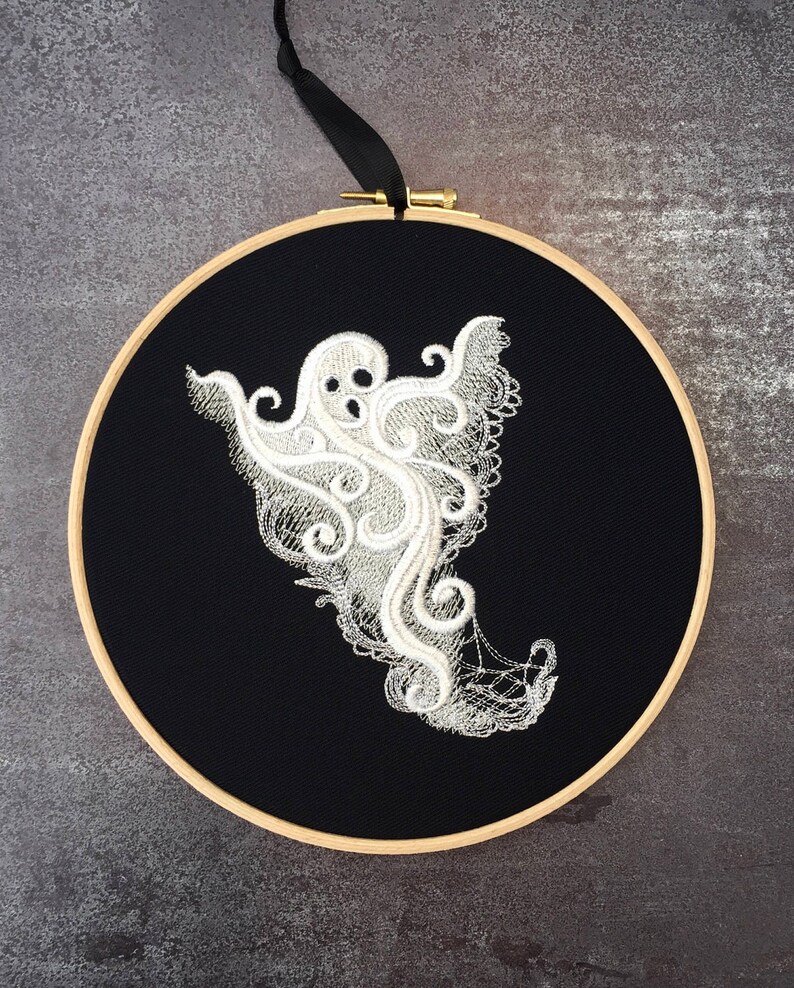 White Lace Ghost Embroidery Hoop Art Gothic Home Decor Gift Horror ...