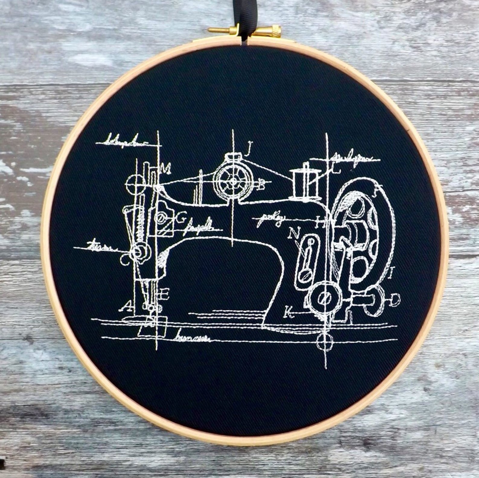 Vintage Sewing Machine Embroidery Hoop Art Gift Pattern Retro | Etsy