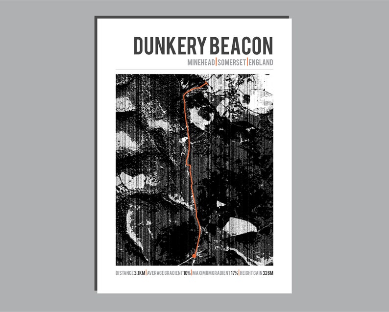 Cycling Art Graphic Print - Uphill Climb - Dunkery Beacon - Etsy