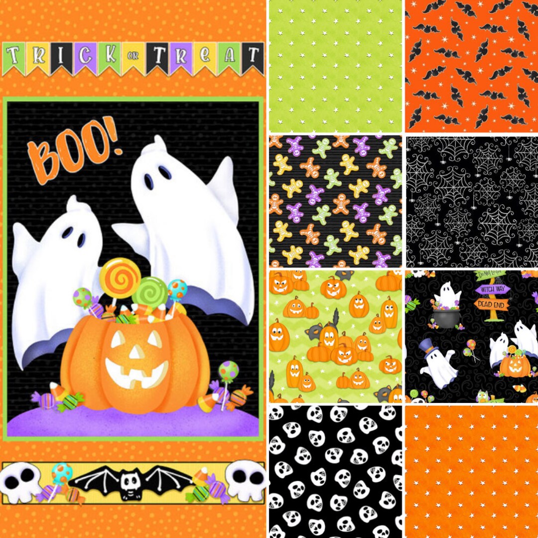 Halloween Sparkle & Glow in the Dark Fabric Bundle With Boo Panel by ...