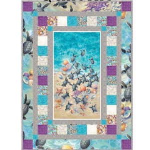 Race to Safety Baby Sea Turtle Panel Quilt Kit From Elizabeth's Studio ...