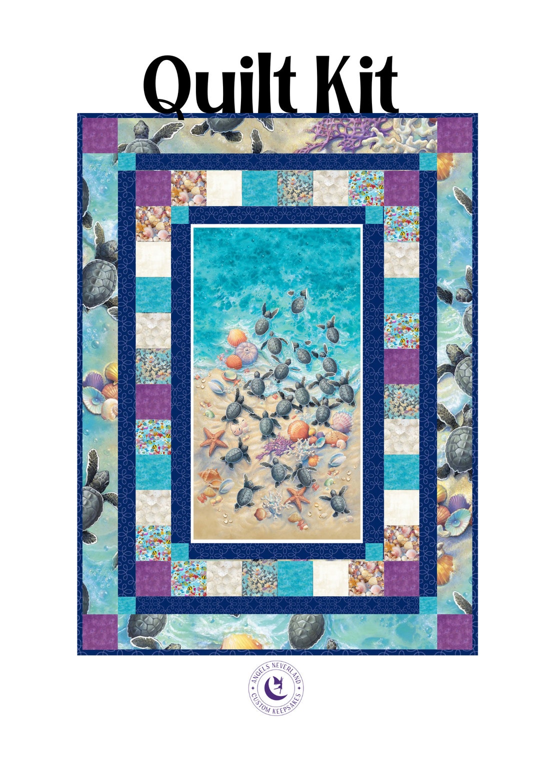 Race to Safety Baby Sea Turtle Panel Quilt Kit From Elizabeth's Studio ...