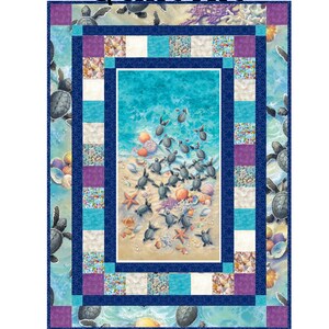 Race to Safety Baby Sea Turtle Panel Quilt Kit From Elizabeth's Studio ...