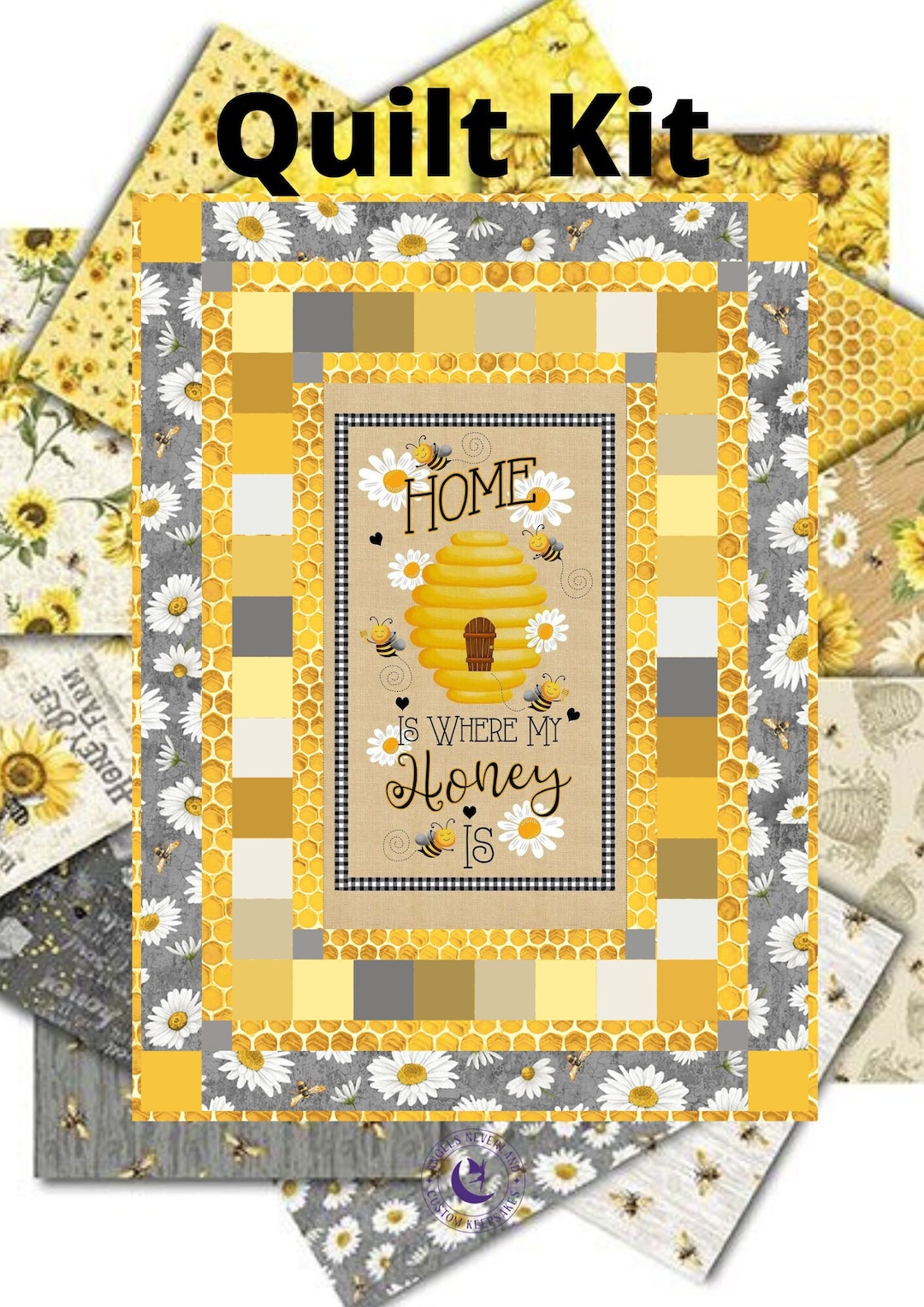 Beginner Bee Hive Quilt Kit Timeless Treasures Honey Bee Farm Fabric ...