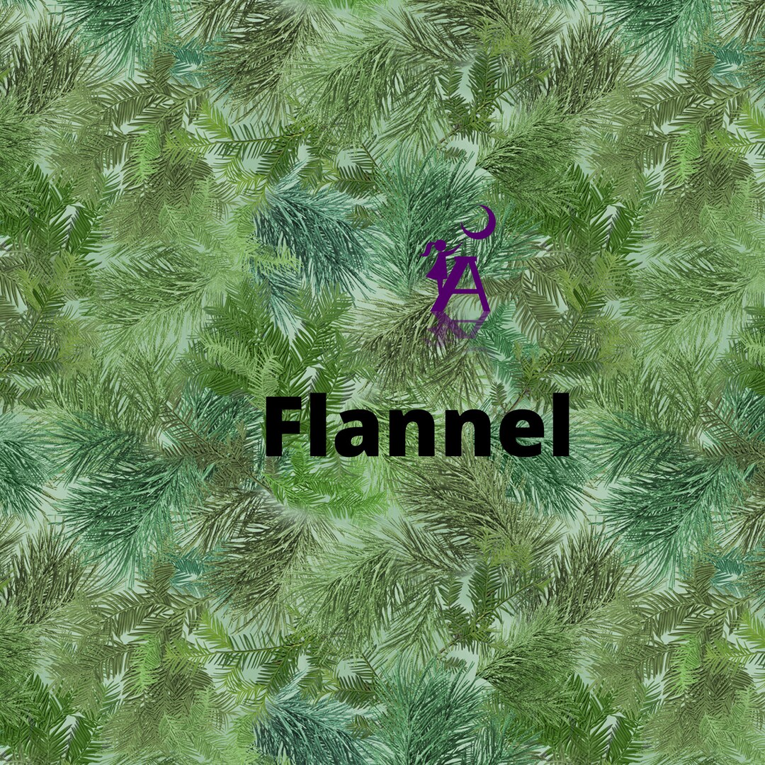 Pine Needle Flannel, Fern Like Flannel, Green Print Flannel Cotton ...