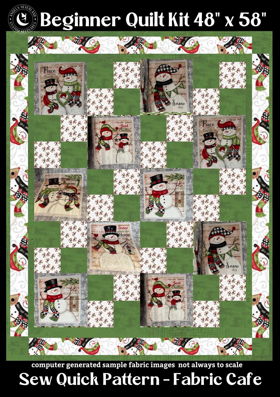 Snowman Block Panel Quilt Kit Snow Place Like Home & FREE Video ...