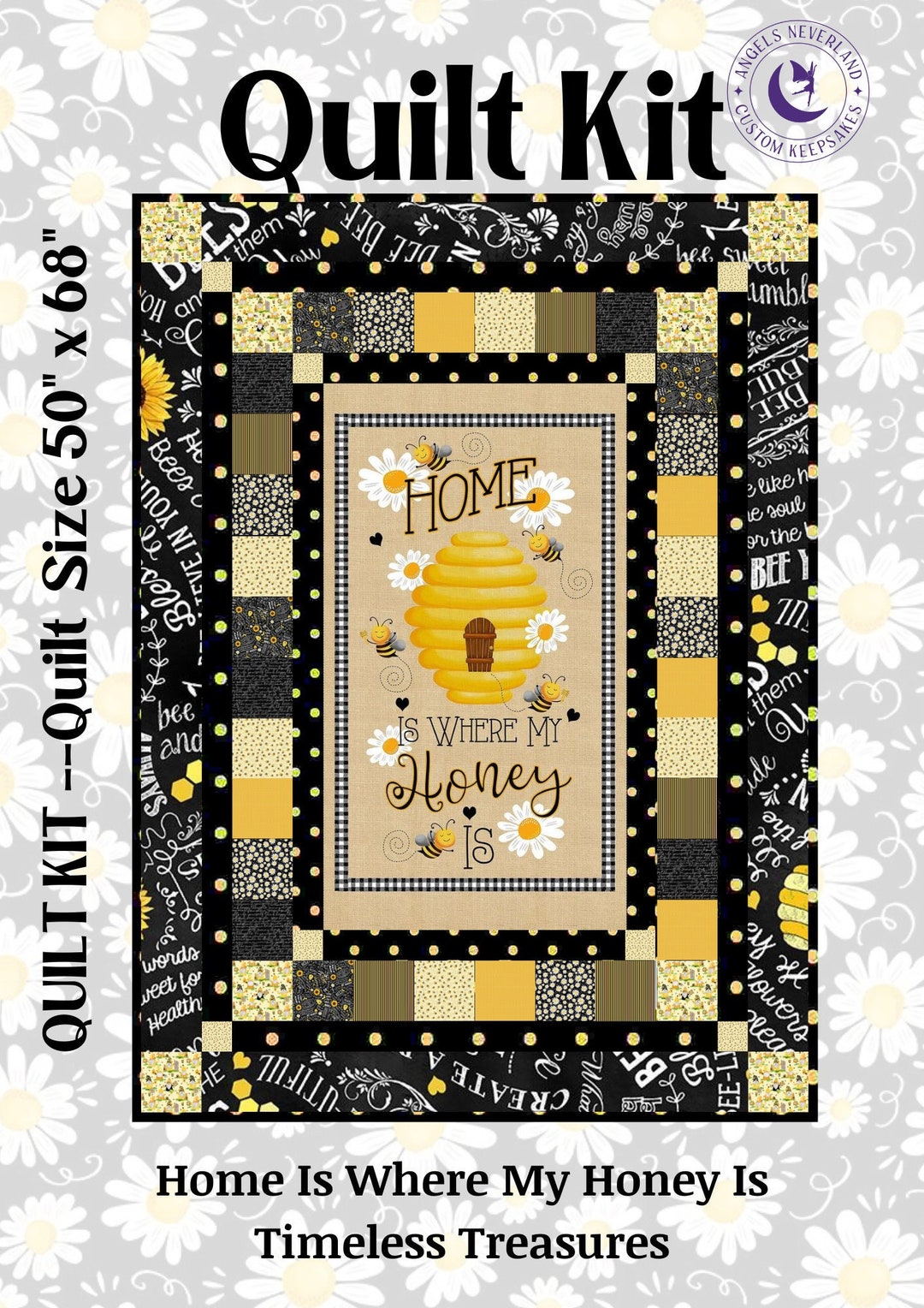 Beginner Bee Hive Quilt Kit Timeless Treasures Home is Where My Honey ...