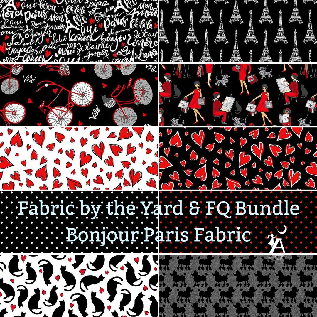 Bonjour Parisian Paris Fabric by Timeless Treasures, Fabric by the Yard ...