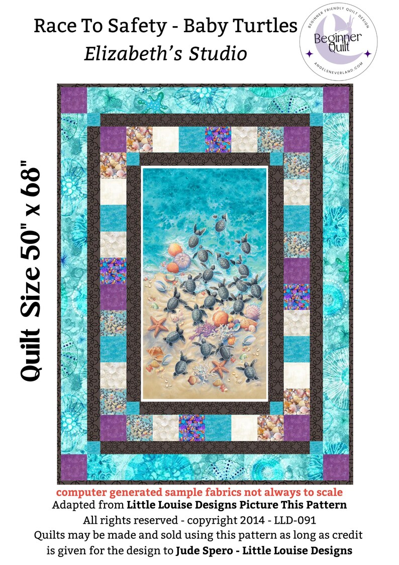 Race to Safety Baby Sea Turtle Panel Quilt Kit From Elizabeth's Studio ...