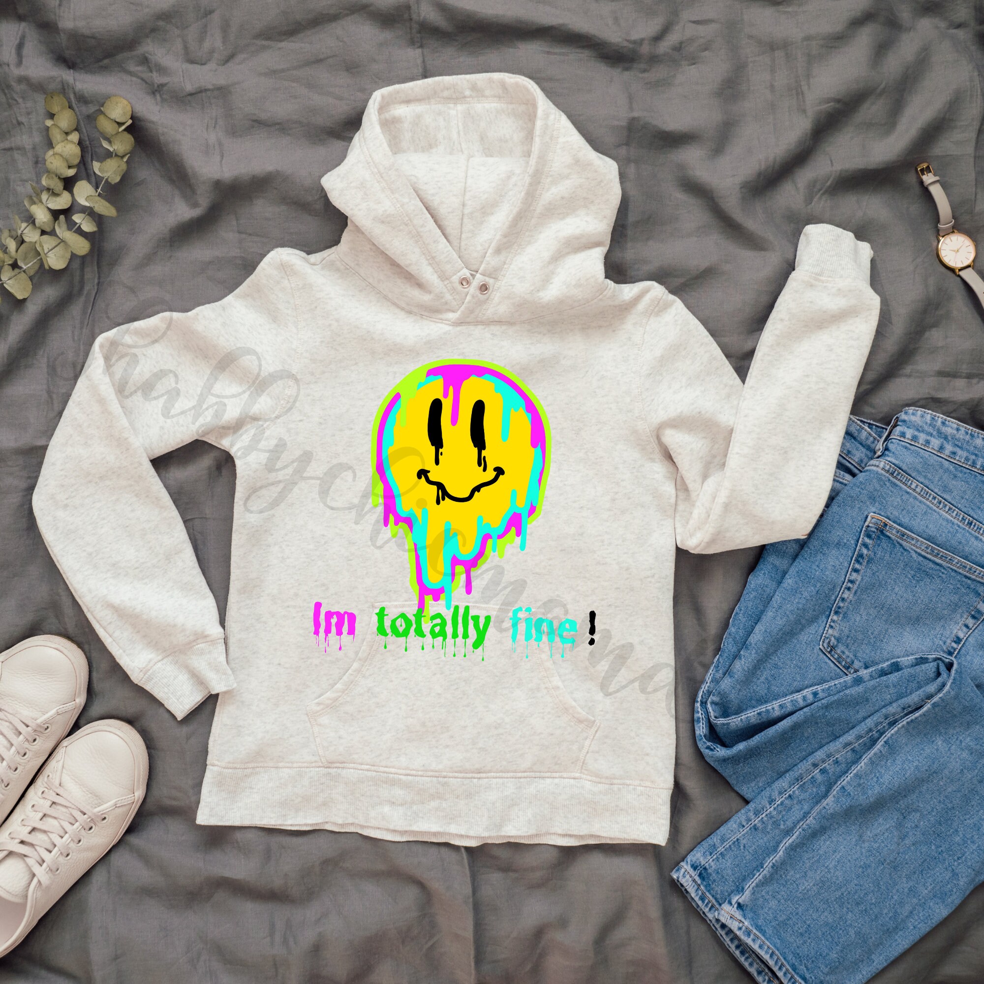 I'm Totally Fine Dripping Smiley Face PNG - Etsy