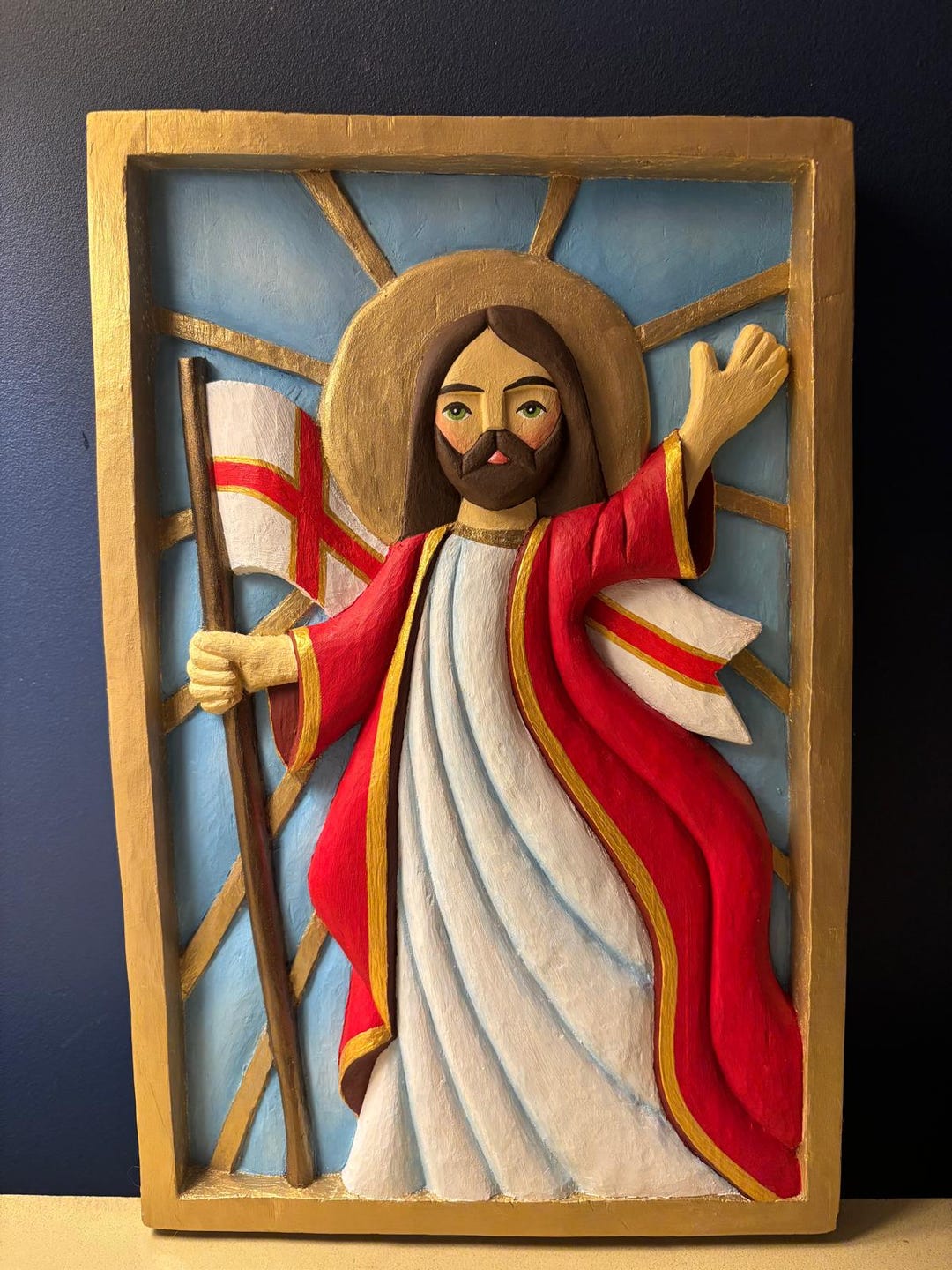 Resurection Od Jesus/ Bas Relief/ Hand Carved/ Polish Folk Art/ D ...