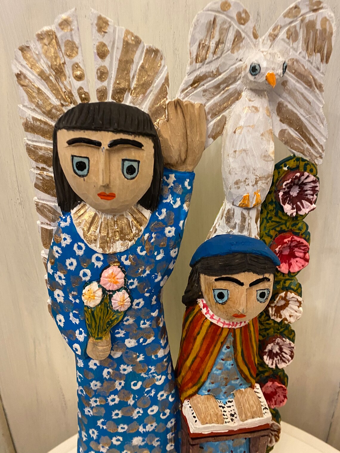 Hand Carved Annunciation Folk Art Sculpture by A. Kaminski - Etsy