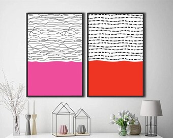 Red Line Art Poster - Etsy