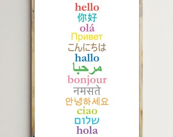 Set of 2 Hello & Goodbye in Different Languages Colourful - Etsy