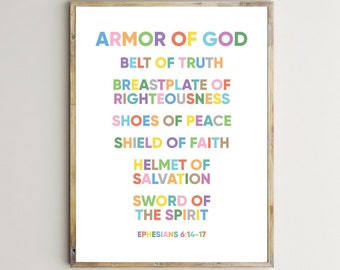 Armor of God Printable Ephesians 6:10-17 Kids Room Wall - Etsy