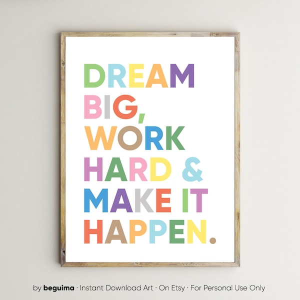 Work Hard Print - Etsy