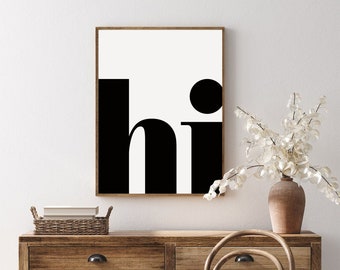 Hi Print Entryway Sign Hello Wall Art Welcome Hi - Etsy