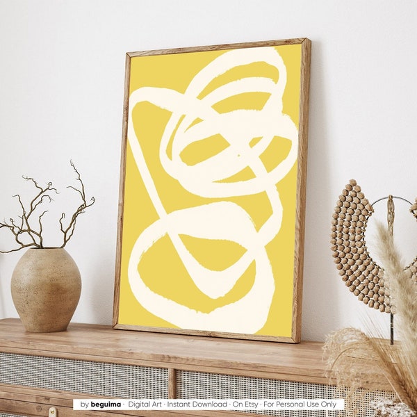 Yellow Abstract Art - Etsy