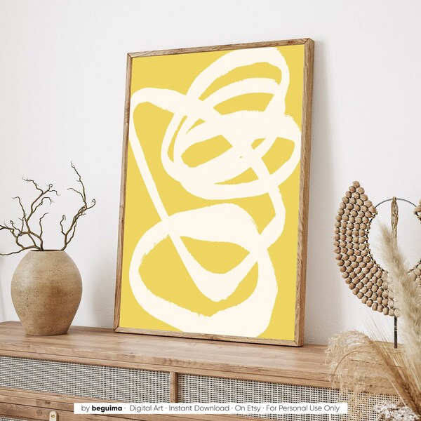Yellow Abstract Art - Etsy