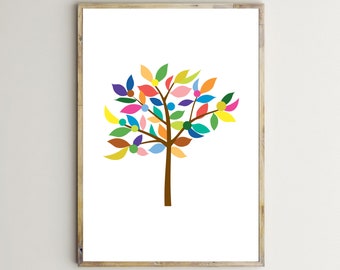 Colorful tree art | Etsy