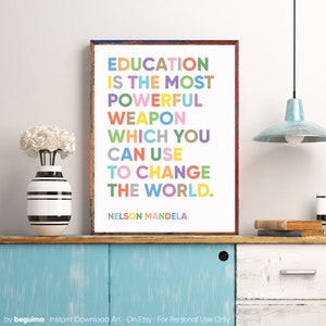 Education Quotes,inspirational Print,nelson Mandela,classroom Decor ...